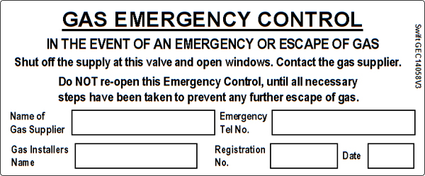 100 Swift GEC14058V3 Gas Emergency Control Labels – Swift Engraving
